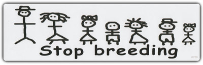 Funny Bumper Stickers STOP BREEDING Family Stick Figure Stickers For ...