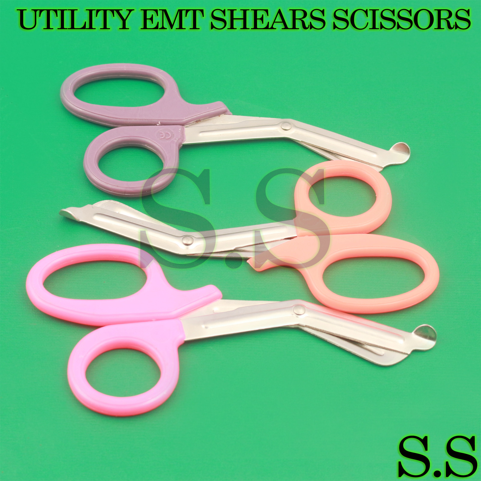 3 PCS (ORANGE PINK PURPLE) TRAUMA PARAMEDIC UTILITY EMT SHEARS SCISSORS ...