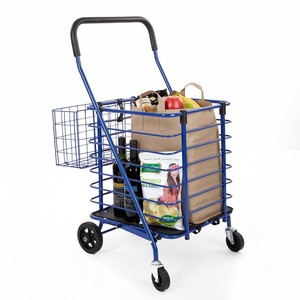 Seville Classics Portable Folding Rolling Steel Wire Basket Utility ...