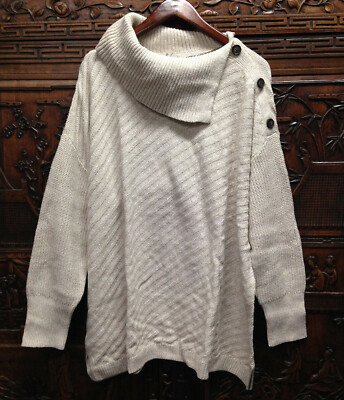 New Style & Co. Women Plus Envelope Neck Tunic Sweater, Cream Heather ...