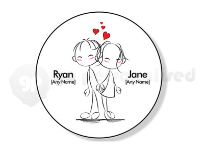 Personalised Love Round Coaster- Back to Back Couple Design- Valentines ...