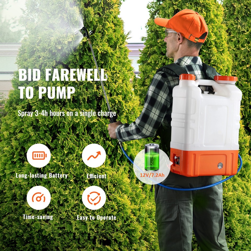 Battery Powered Backpack Sprayer with Wheel 4 Gal Tank 0-94 PSI ...