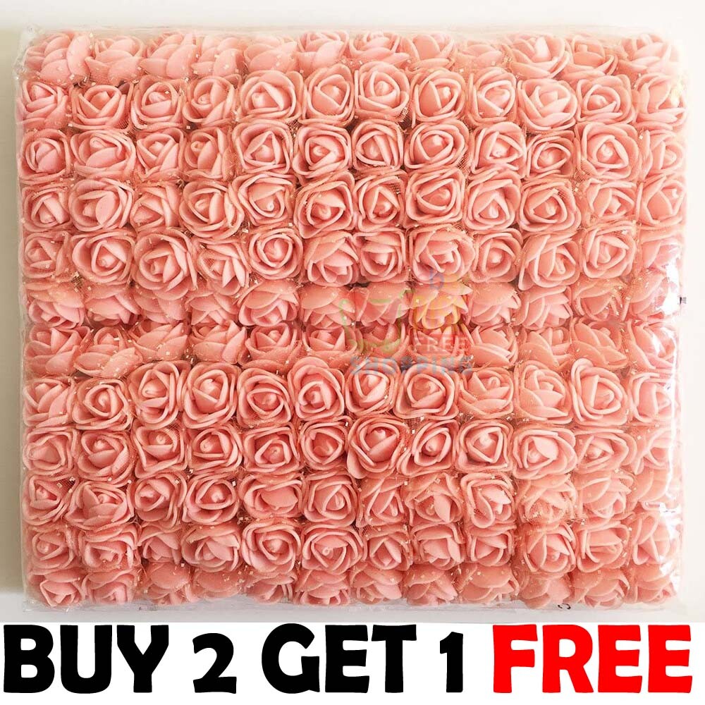 144pcs Artificial Flowers Mini Foam Roses with stem Wedding Bouquet ...