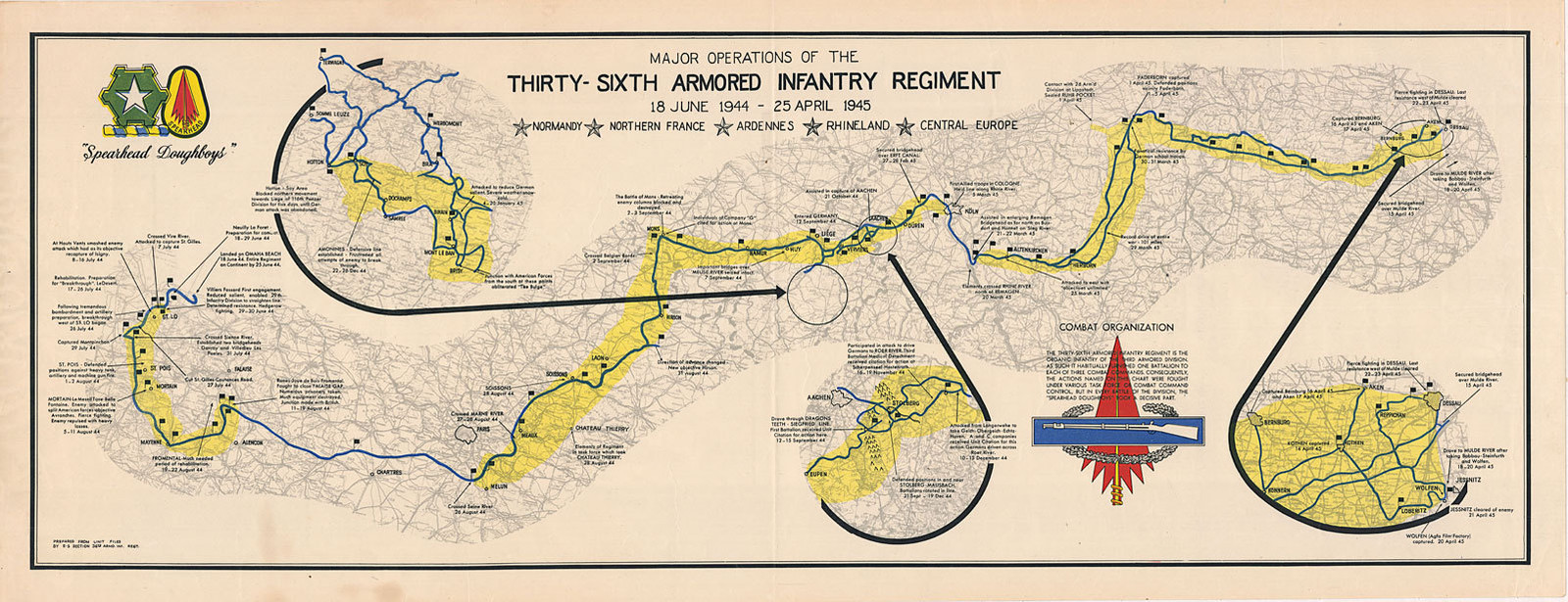Thirty-Sixth Armored Infantry Regiment 36th US Army Military War Map ...