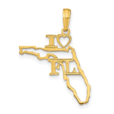 14K Yellow Gold Solid Florida State Pendant | eBay