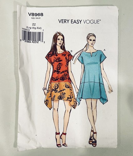 Vogue Pattern V8968 Ms Loose-Fit Pullover Dress w/Hem Band Cap Sleeves ...