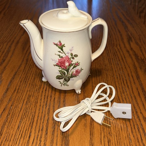 Japan Vintage Ceramic Electric Kettle Rose Design Teapot Moss Rose With ...