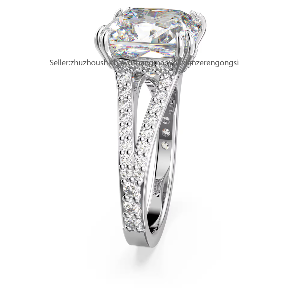 Authentic Stilla cocktail ring Square cut, Pavé, White, Rhodium plated ...