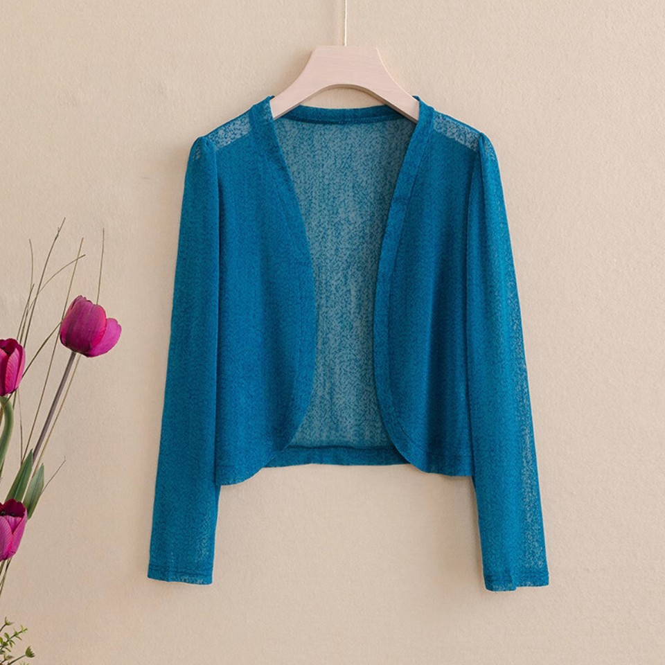 Lady Sheer Cropped Top Mesh Shrug Bolero Coat Jacket Cardigan Cape ...