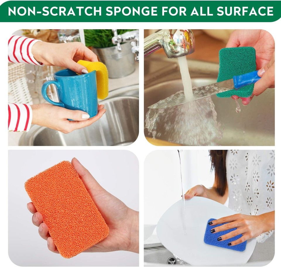 Clean Silicone Scrubber Pack of 8 Colored Sponge Silicone Sponge ...