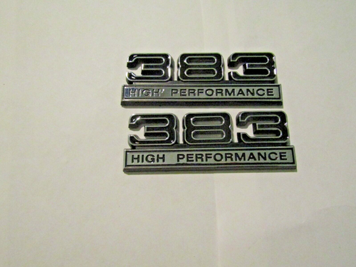 383 HIGH PERFORMANCE EMBLEM 4" SET OF 2 EMBLEMS FITS DODGE CHRYSLER ...