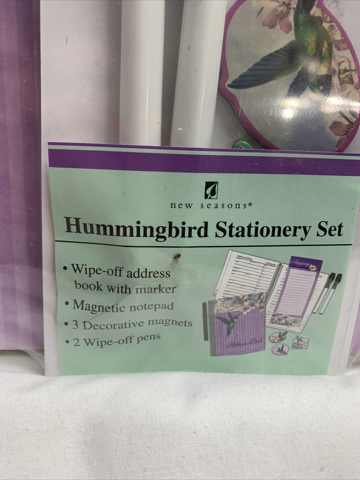 New Seasons Hummingbird & Flowers Stationary Set Notepad Magnets Pens ...