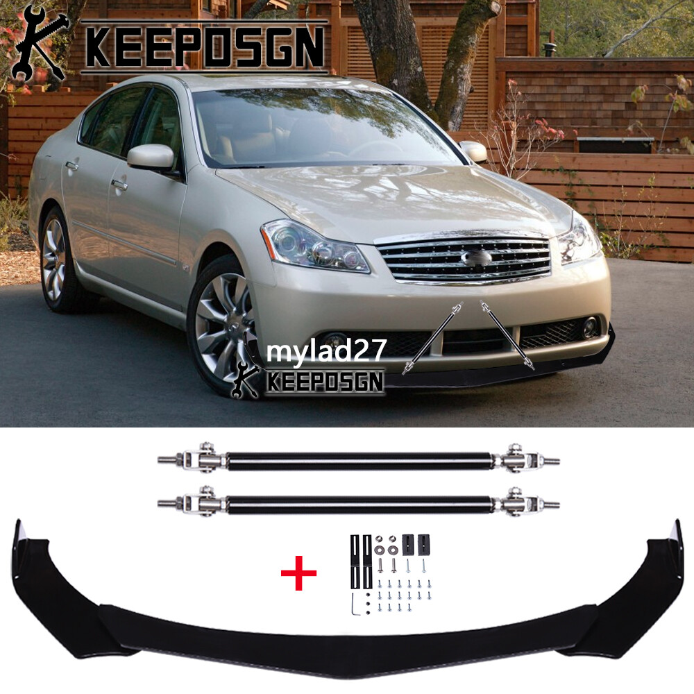 For Infiniti M35 M45 G35 G37 Gloss Front Bumper Lip Spoiler Splitter ...
