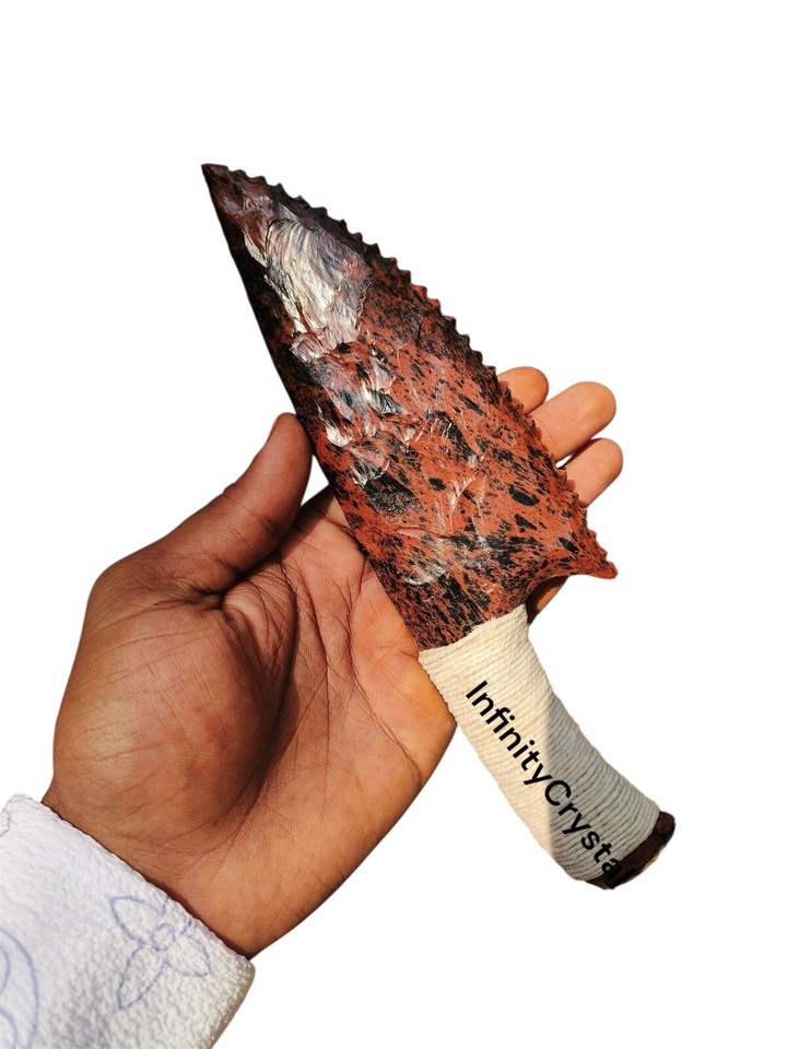 10"Natural Mahogany Obsidian Knife with White Thread,Hand-Carved ...