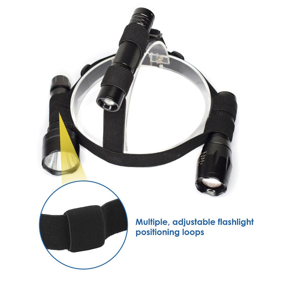 Black Flashlight Headband Headlamp Band For 18650 Flashlight Outdoor ...