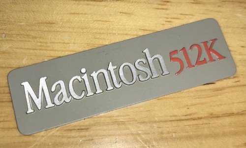 1984 Macintosh 512K Original REAR Aluminum Case EMBLEM Mac Model M0001W ...