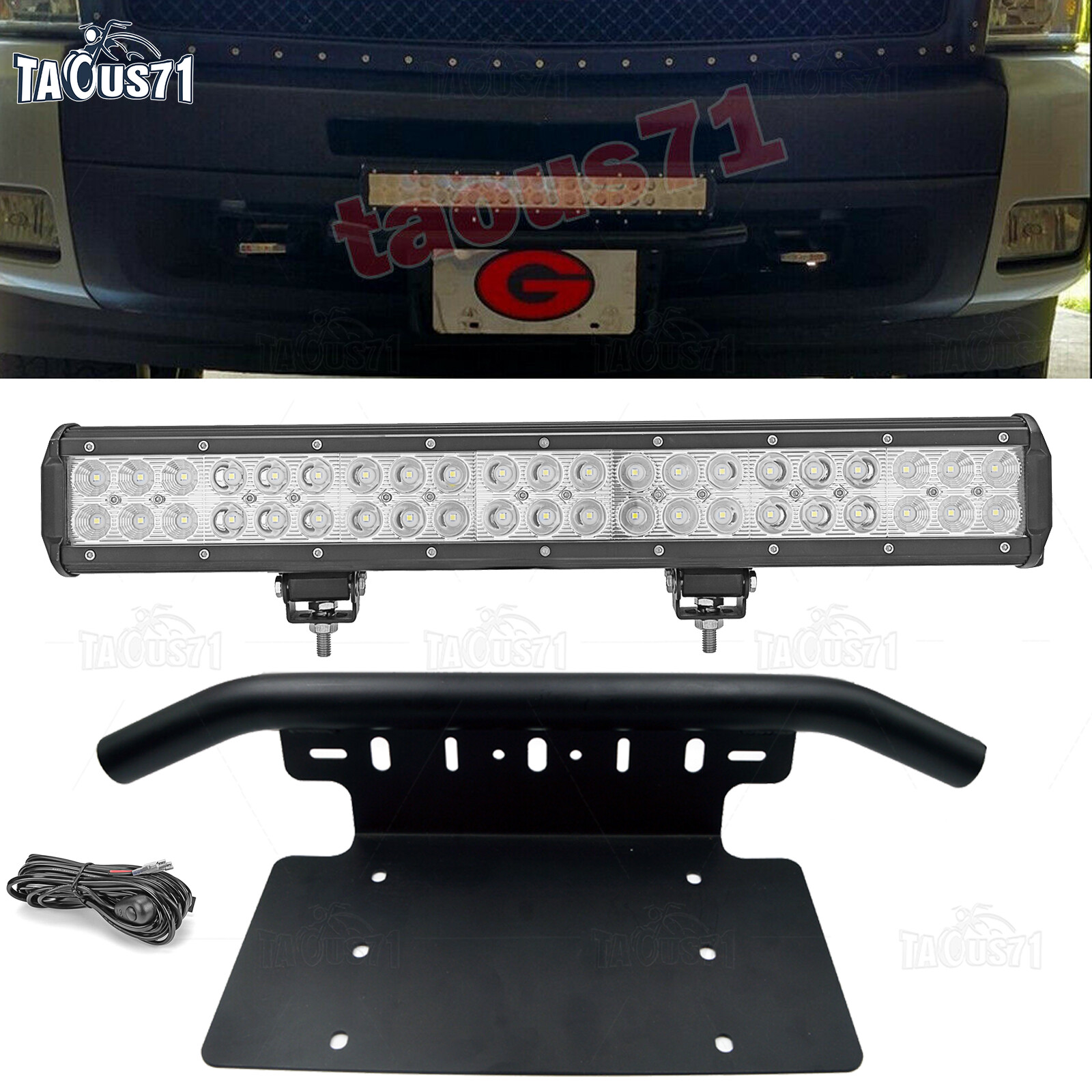 20" LED Light Bull Bar Bumper License Plate Bracket For HONDA Odyssey ...