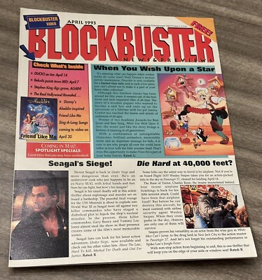BLOCKBUSTER Video News & Previews Newsletter Flyer 4/93 1993 Movie ...