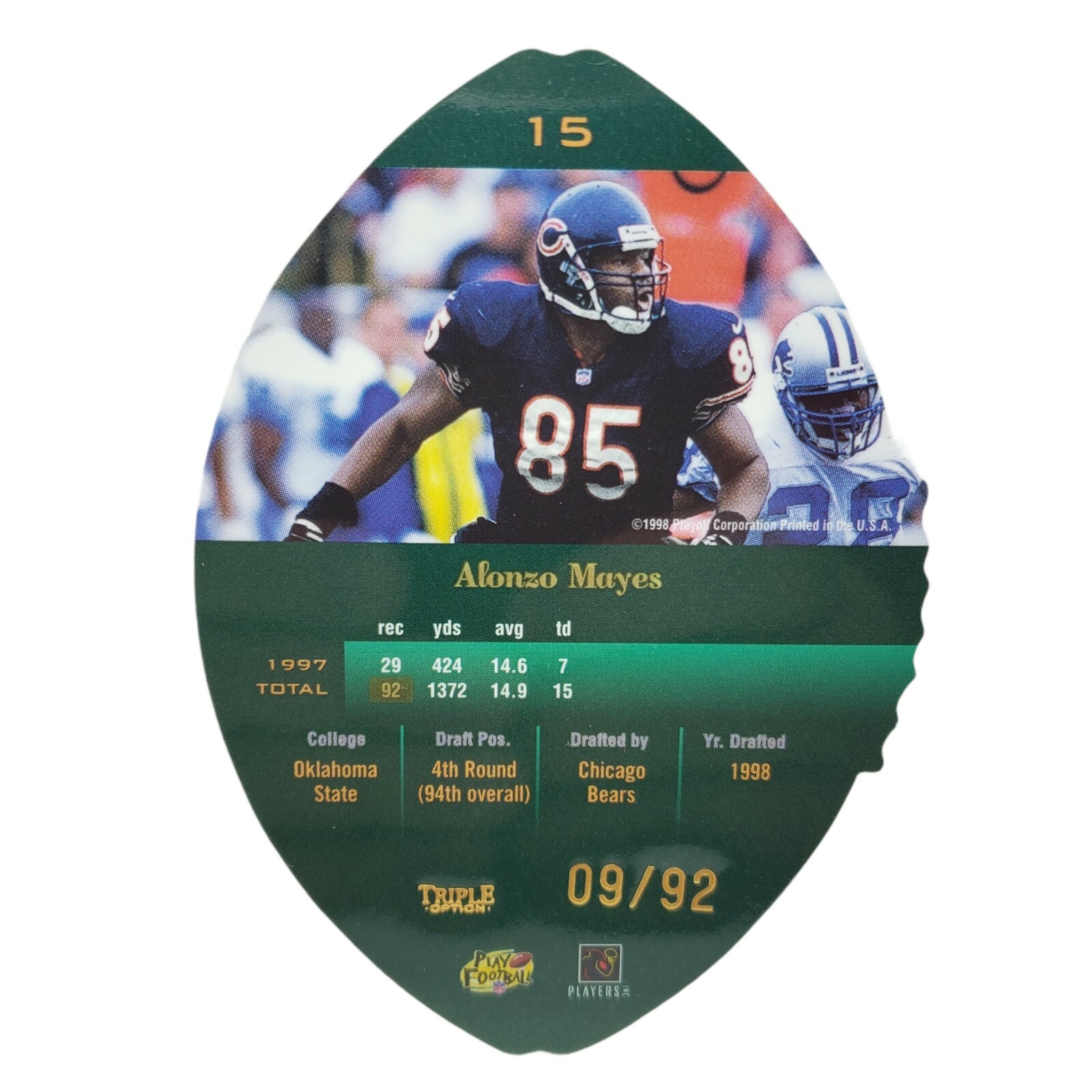 1998 Playoff Contenders - Leather Footballs Gold #15 Alonzo Mayes /92 ...