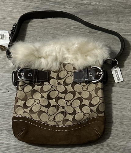COACH Signature Fur Bag 8K47 Canvas Suede Leather Winter GZl16li2 | eBay