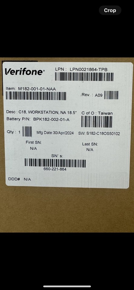 VERIFONE C18 WORKSTATION TERMINAL NA WITH 18.5 IN TOUCHSCREEN DISPLAY ...