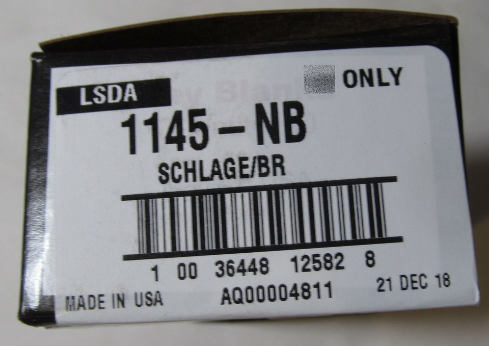 10x USA MADE LSDA 1145-NB SCHLAGE/BR 35 100C UNCUT BLANK KEYS DO NOT ...