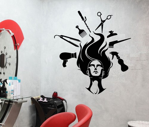 Vinyl Wall Decal Hair Salon Hairdresser Haircut Hairstyle Stickers ...