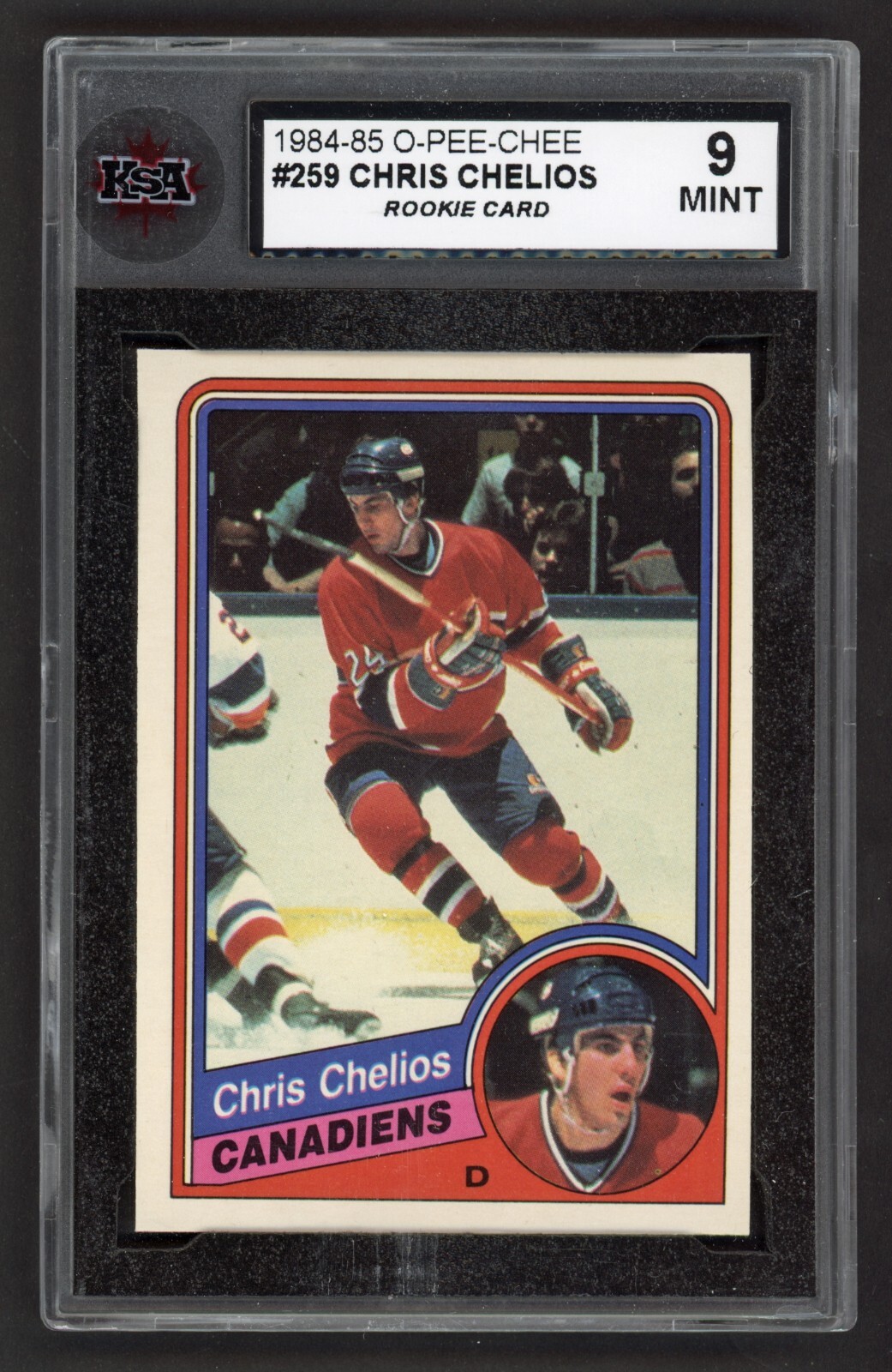 1984-85 OPC #259 CHRIS CHELIOS ROOKIE CARD KSA 9 MINT | eBay