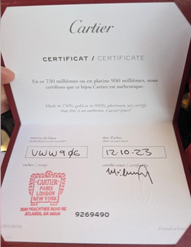 Cartier LOVE Ring Size 52 White Gold 18K Cartier Bag, Box& Authenticity ...