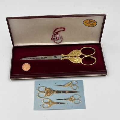 Vtg Klaas Solingen UM 1900 Scissors with Gold Tone Floral Rose & Coin ...
