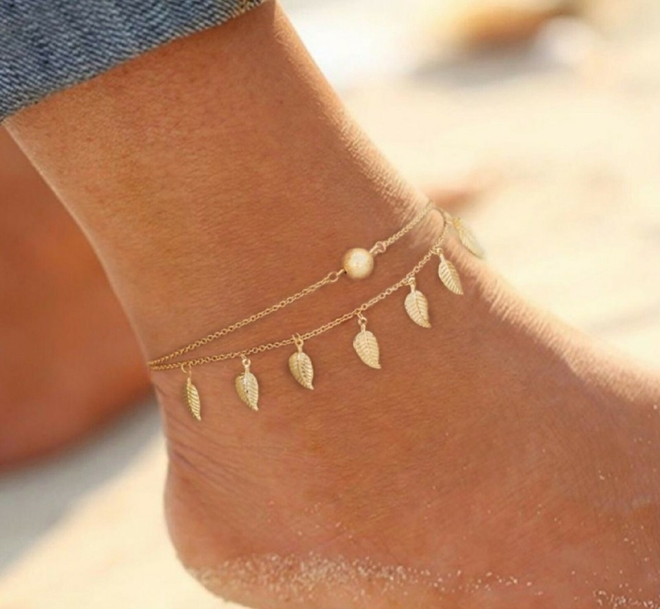 Anklet Foot Chain Boho Beach Beads, Ankle Bracelet 925 Sterling Silver ...