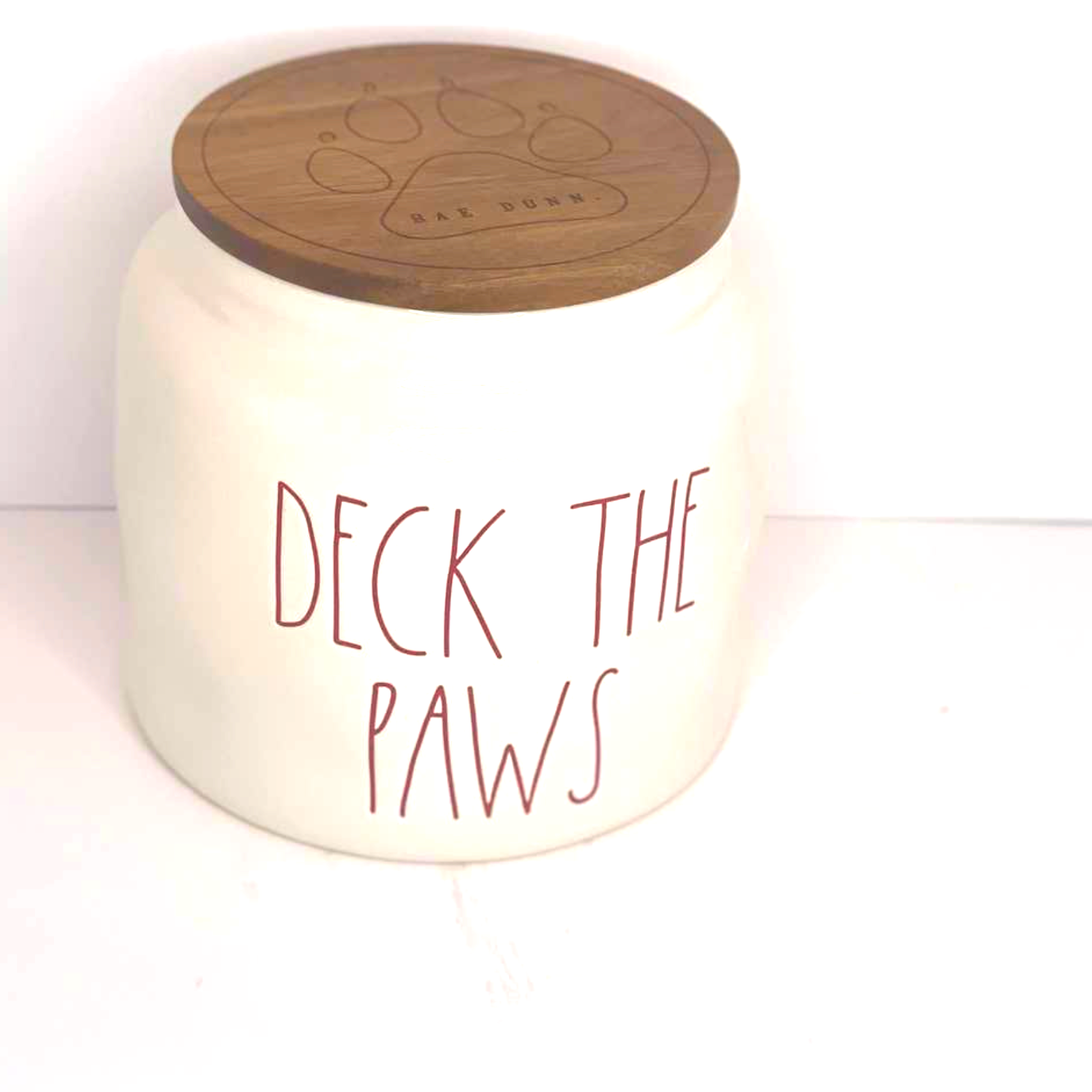 Magenta Rae Dunn DEcK THE PAWS Pet Dog Canister With Wooden Lid | eBay
