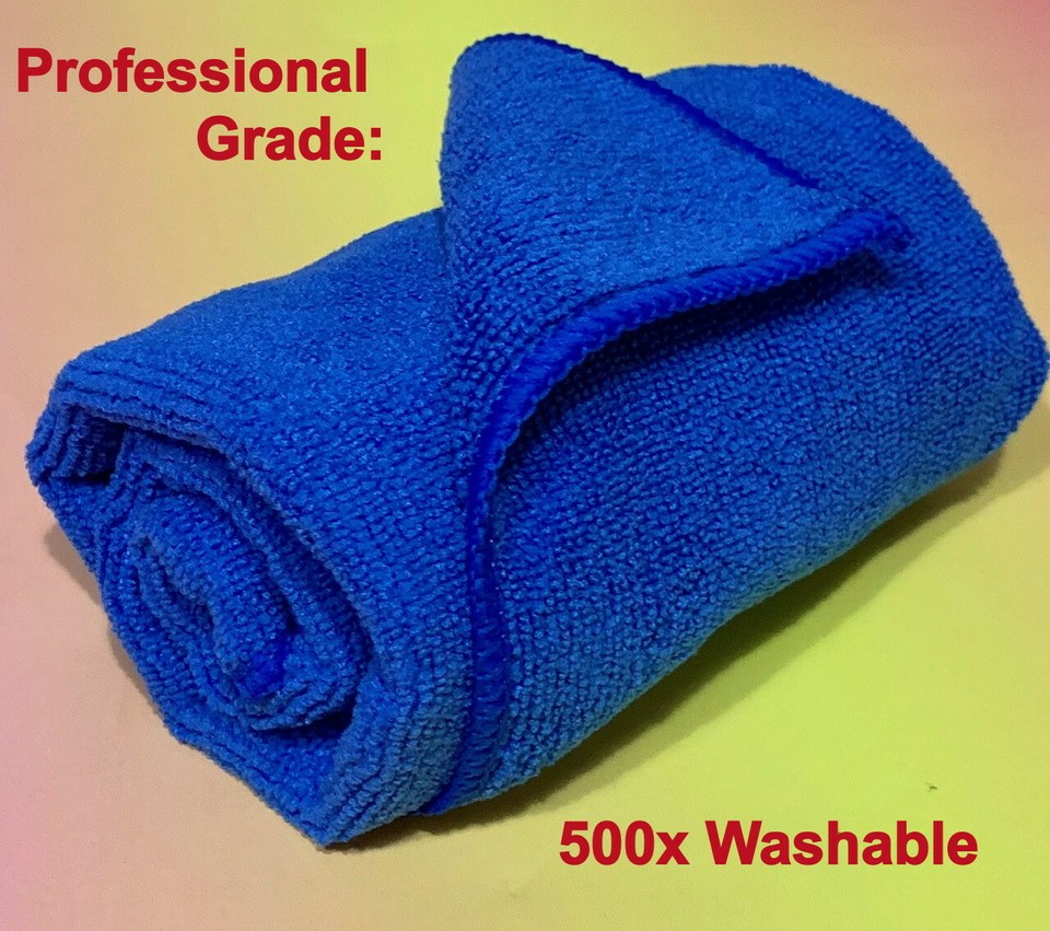 5 ROYAL BLUE, 16"x16" MICROFIBER CLEANING CLOTH TOWEL CAR GLASS MIRROR ...