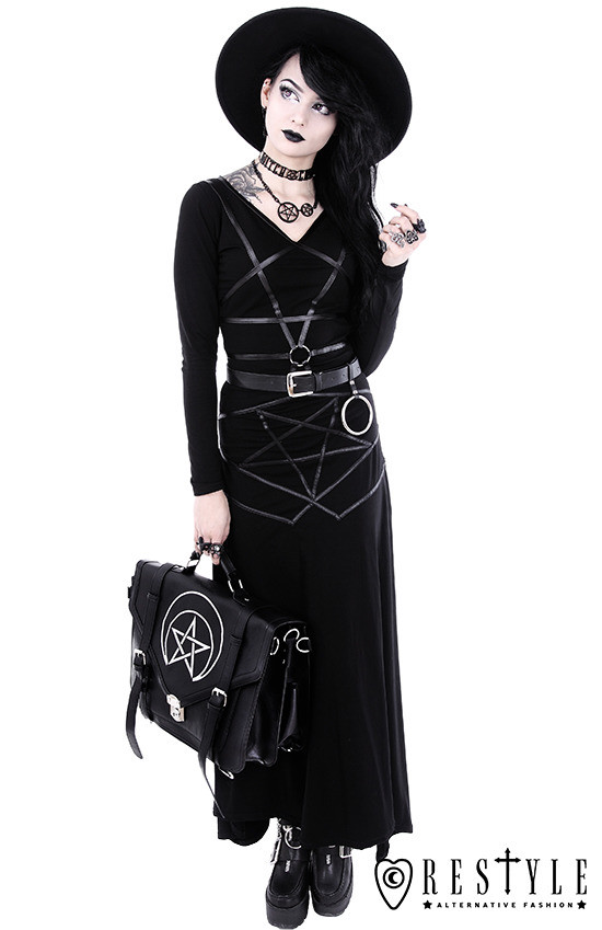Restyle Pentagram Witch Wicca Magic Punk Gothic Emo Adult Womens Maxi ...