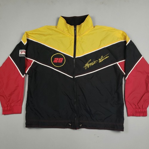 Vtg Nutmeg Mills NASCAR Jacket Men XL Yellow Red Black Ernie Irvan ...