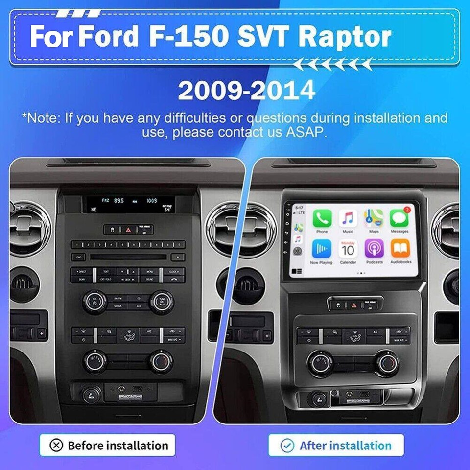 For Ford F150 F-150 2009-2014 Wireless Carplay Android 15 Car Stereo ...