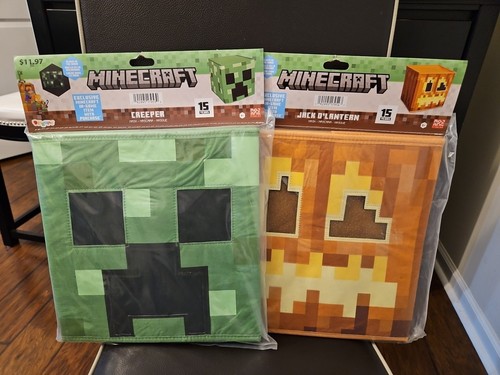 Minecraft Creeper & Jack O'Lantern Headpiece Block Head Halloween Glow ...