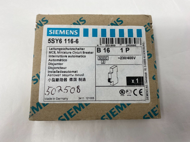 Siemens Circuit Breaker 5SY6 116-6 1 Pole 16 Amp 5SY6116-6 WARRANT for ...