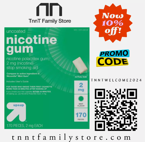 Up & Up Nicotine Gum 2mg Stop Smoking Aid Mint Flavor 170 Pieces | eBay