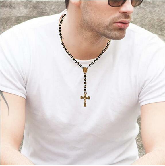 Stainless Steel Crucifix Cross Pendant Necklace Jesus Christ Rubber ...