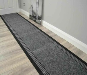 Grey Heavy Duty Runner Mat Extra Wide Anti Slip Rubber Back Industrial ...