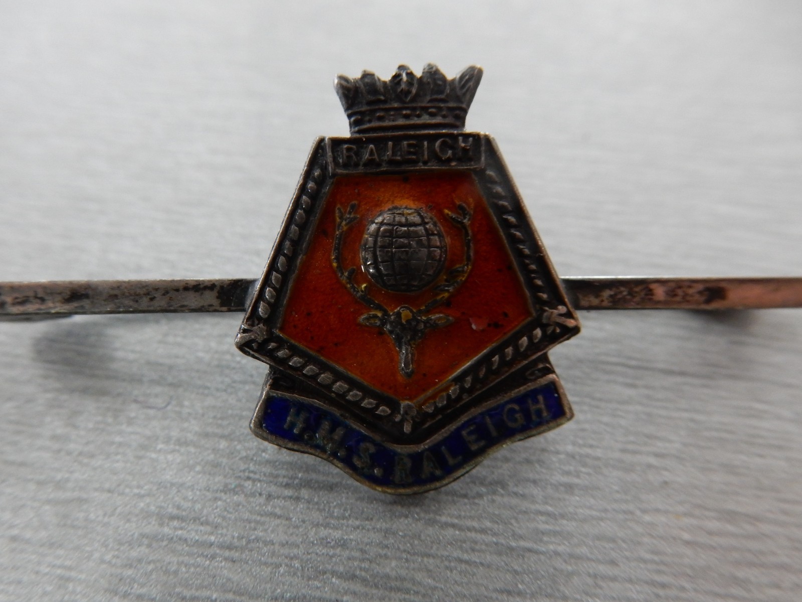 BADGE 45mm WW2 ROYAL NAVY HMS RALEIGH STERLING SILVER | eBay