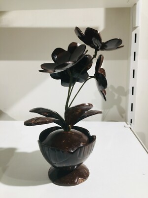SRI LANKA HANDMADE COCONUT SHELL FLOWER VASE NATURAL HOME DECOR ...