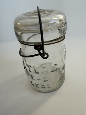 Vintage ATLAS E-Z SEAL Pint Canning Jar Wire Bail And Glass Lid | eBay