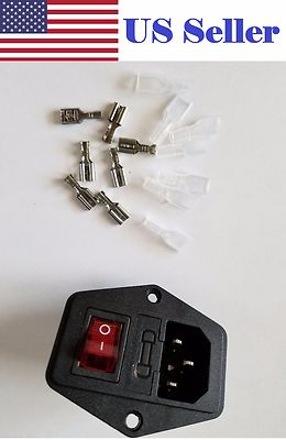 10A 120V Inlet Module Plug Fuse Switch Male Power Socket IEC320 + 7 ...