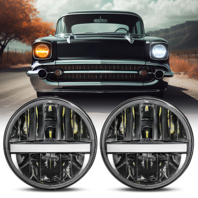 Brightest Pair 7" inch Round Halo LED Headlights DRL Turn For Chevrolet ...