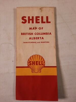 Vtg Shell road map map of British Columbia Alberta Saskatchewan and ...