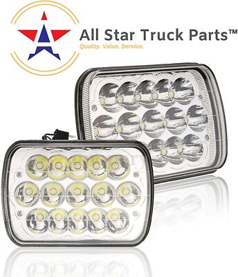 Pair 7x6" 5x7" inch CREE 15 LED Replace H6054 Headlights High/Low Beam ...