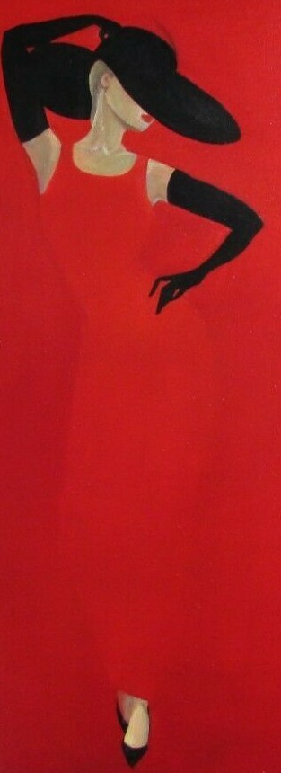 Lady in red on Red painting Original canvas art Author work Colorful ...