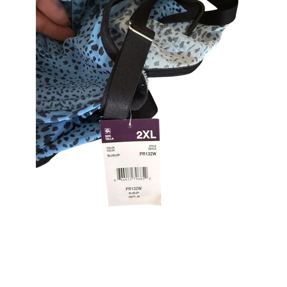 Parade Womens 2XL Blue Leopard Print Mesh Bra Panty Lingerie Set | eBay